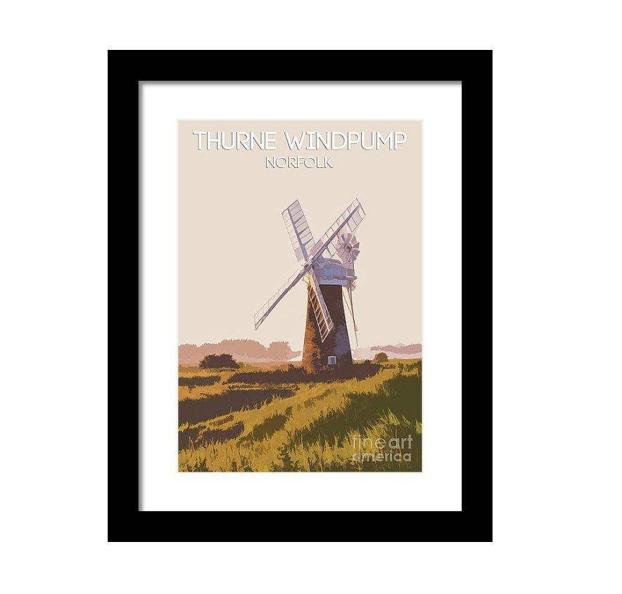 Travel Poster of Thurne Windpump | Norfolk Windmill Prints - Home Decor ...